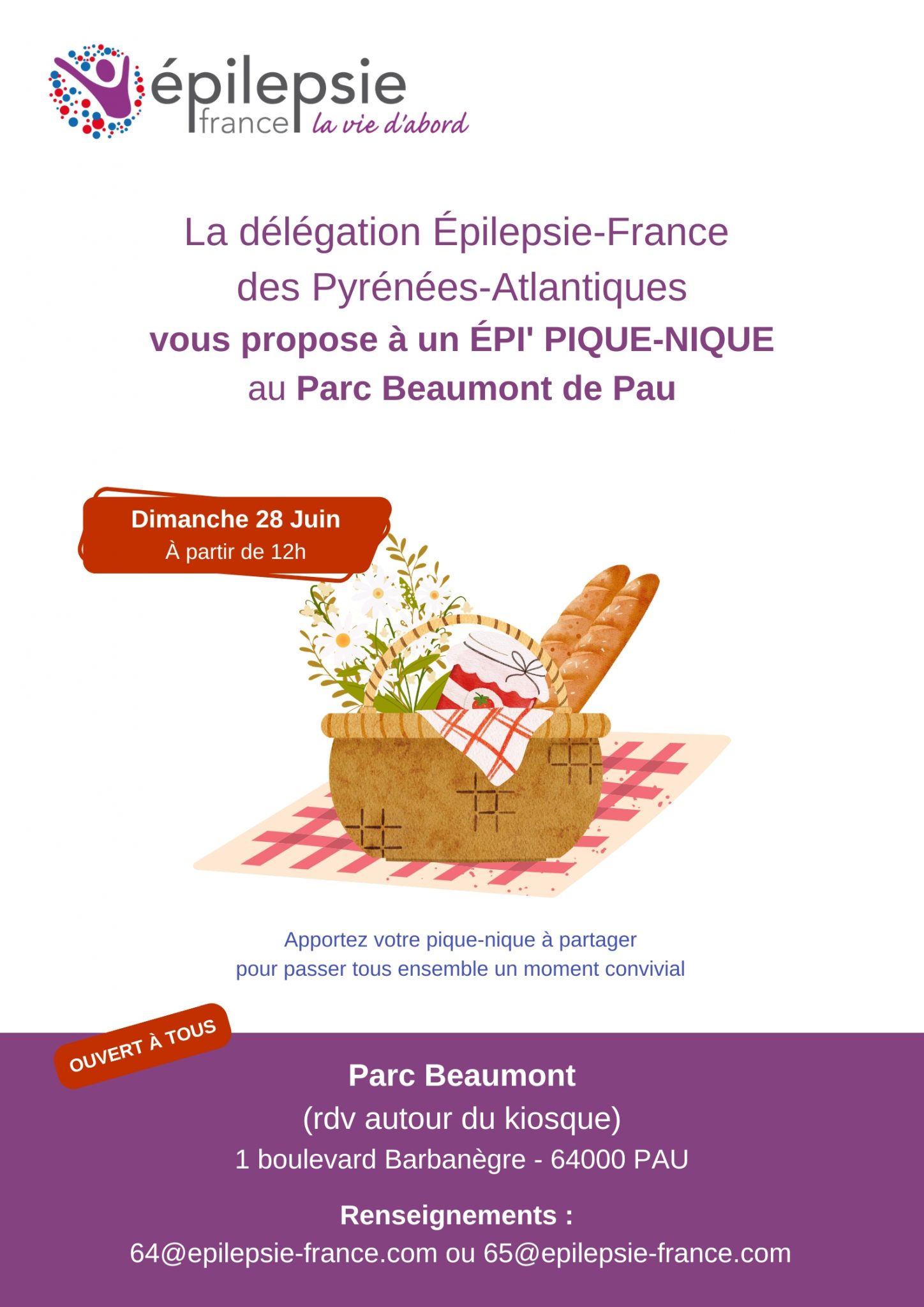 PAU (64) : 28 JUIN 2026 – ÉPI PIQUE-NIQUE - Epilepsie France